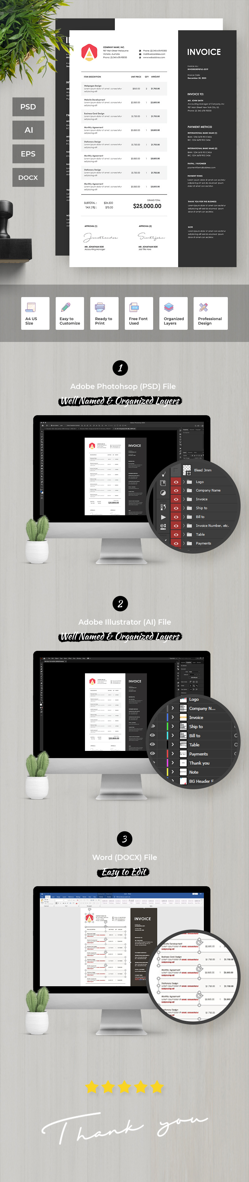 Professional and Clean Invoice - Corporate Identity Template