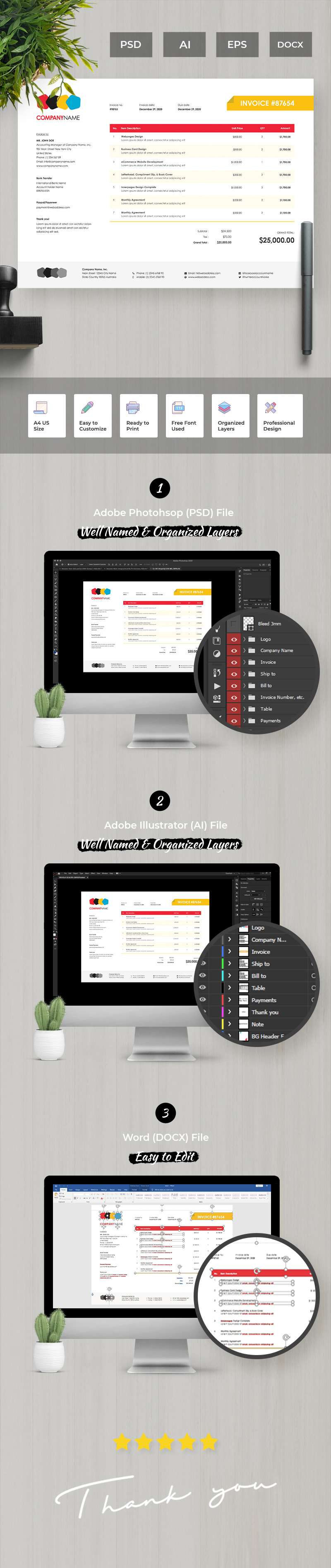 Professional and Clean Invoice - Corporate Identity Template