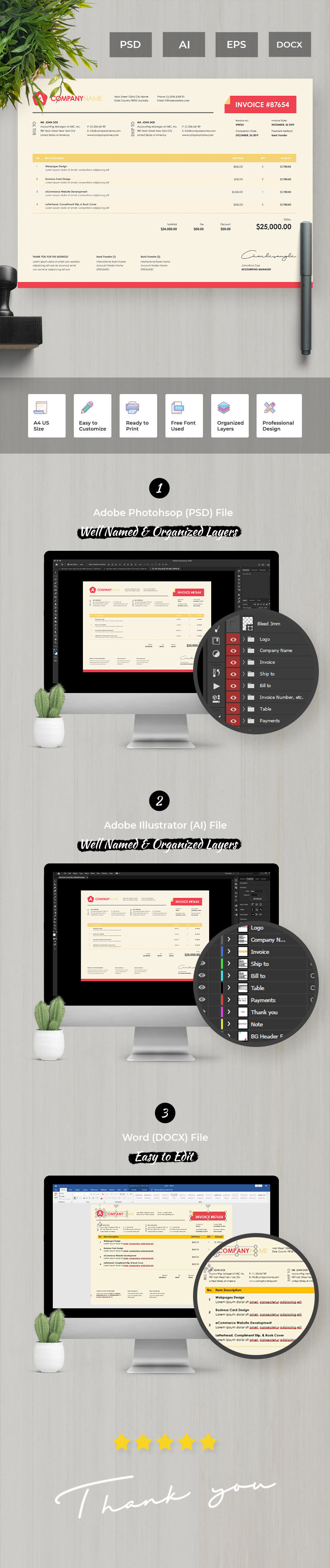 Professional and Clean Invoice - Corporate Identity Template