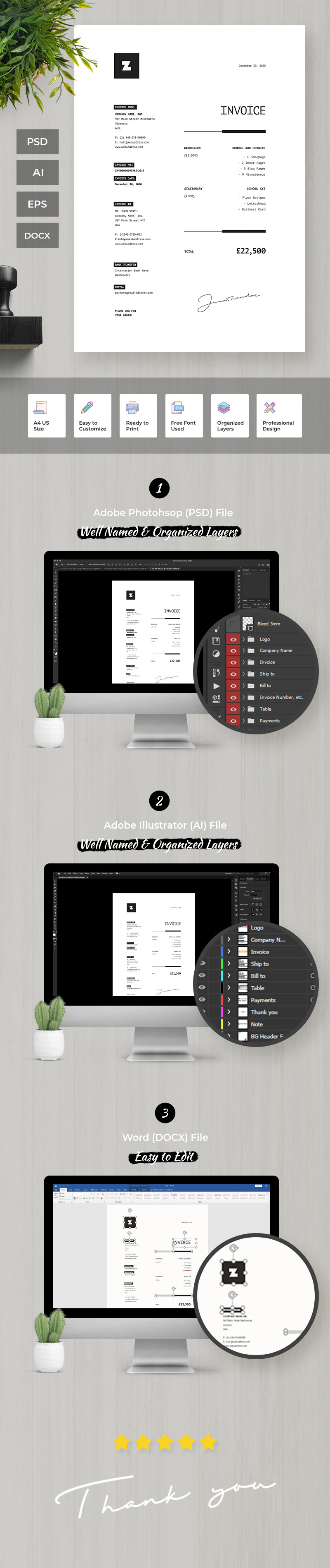 Professional and Clean Invoice - Corporate Identity Template
