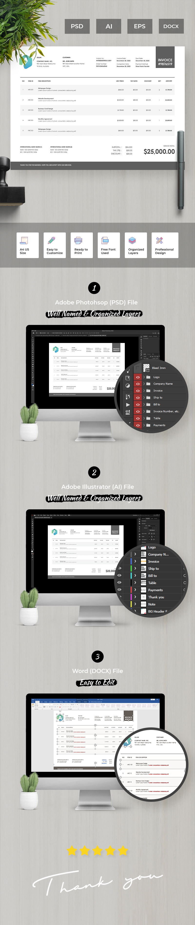 Professional and Clean Invoice - Corporate Identity Template