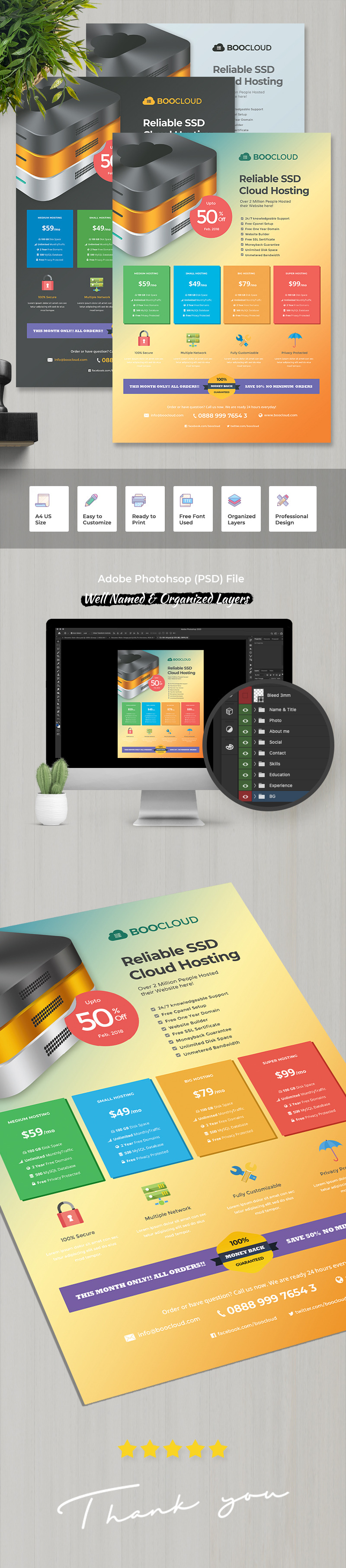 Cloud Hosting Flyer - Corporate Identity Template