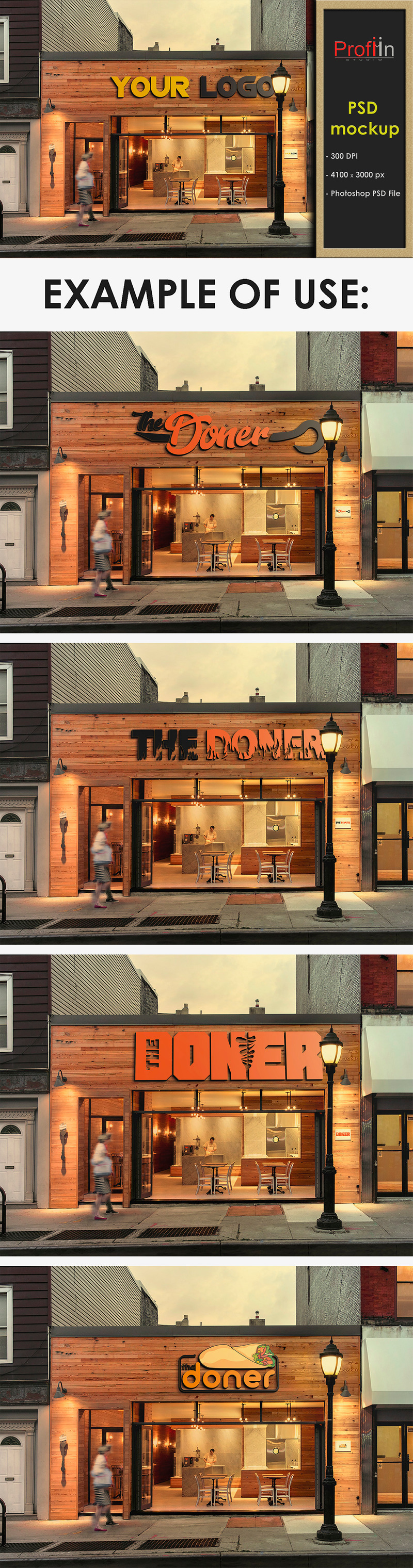 3D cafe sign product mockup #125045 - TemplateMonster