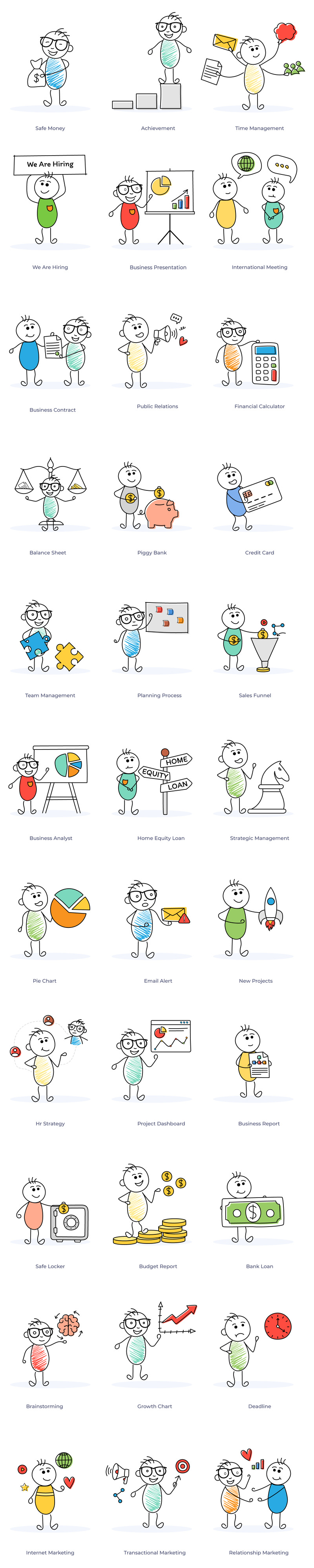 Stick Figure Activities Icon Set #117696 - TemplateMonster