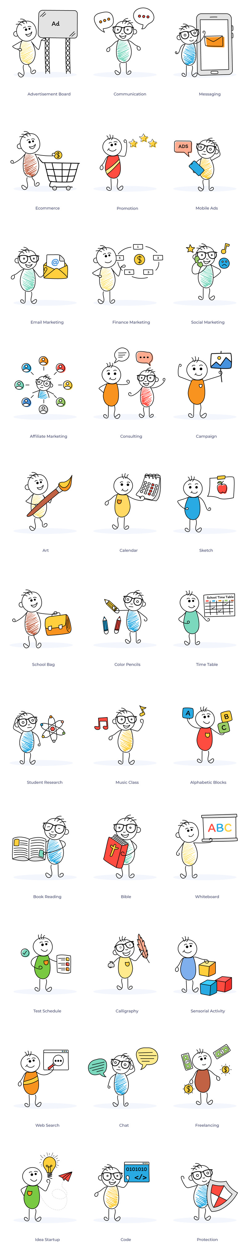 Stick Figure Activities Icon Set #117696 - TemplateMonster
