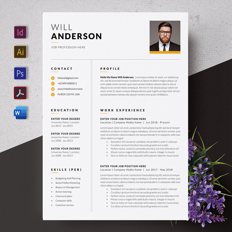 Simple CV Premium Resume Template #108154 - TemplateMonster