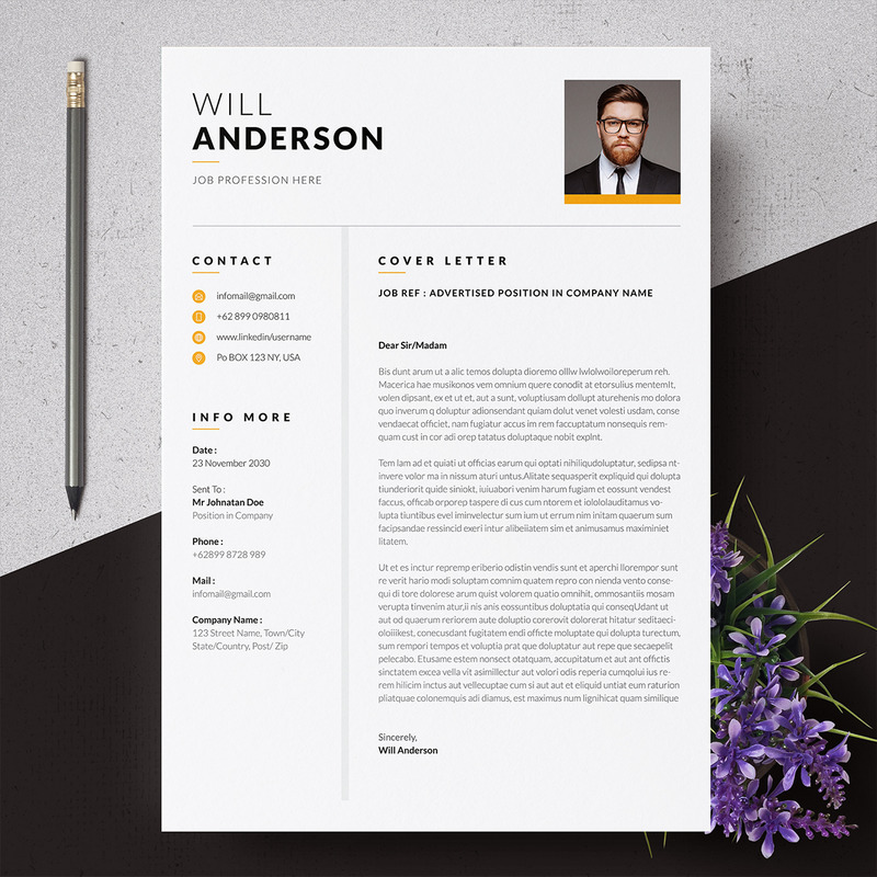 Simple CV Premium Resume Template #108154 - TemplateMonster