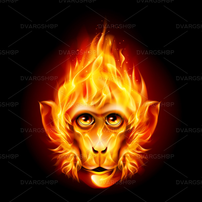Redhead Fire Monkey - Vector Image #115908 - TemplateMonster