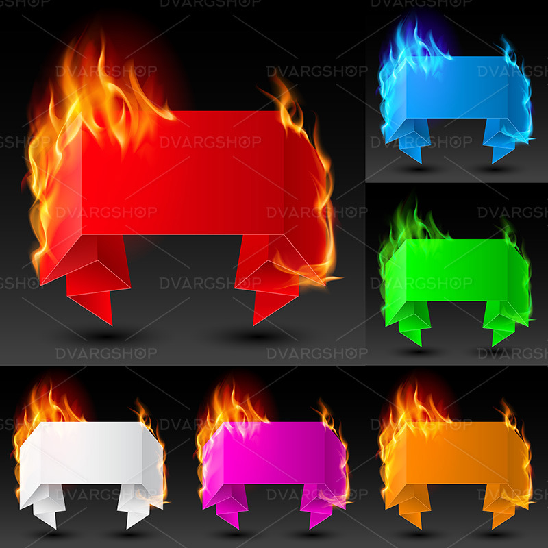 Set of Fire Banners - Vector Image #116647 - TemplateMonster