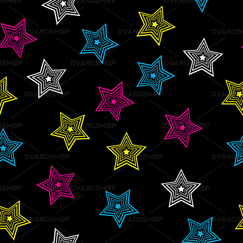 Seamless Texture of Colorful Stars - Vector Image