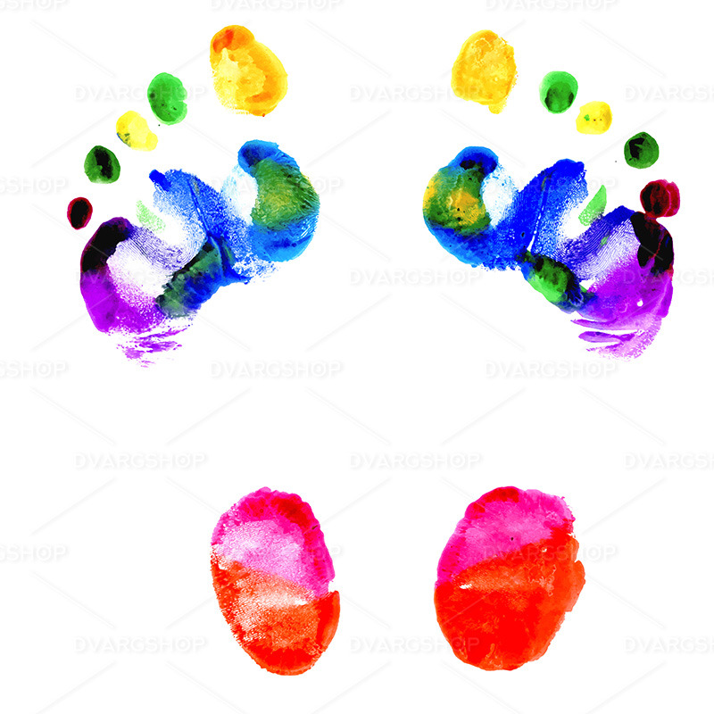 Footprints of Feet Painted in Various Colors - Vector Image