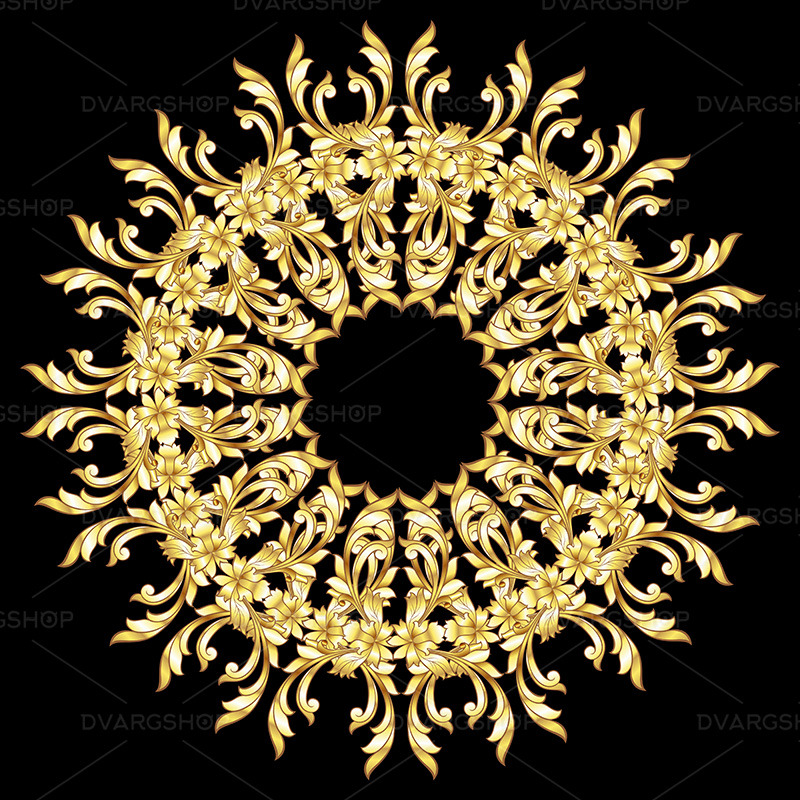 Golden Flower Pattern - Vector Image - TemplateMonster