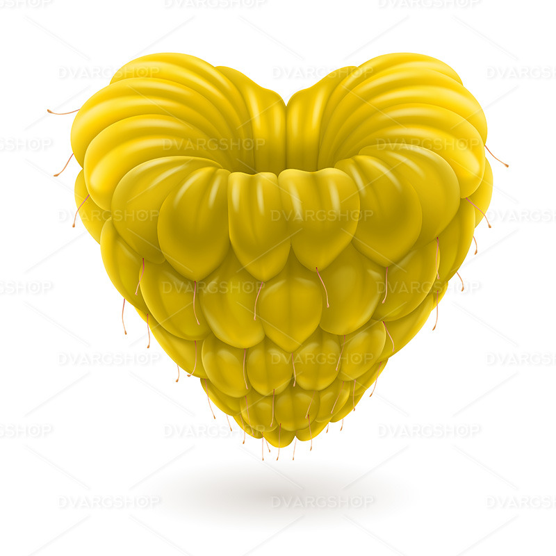 Yellow Raspberry Heart - Vector Image - TemplateMonster