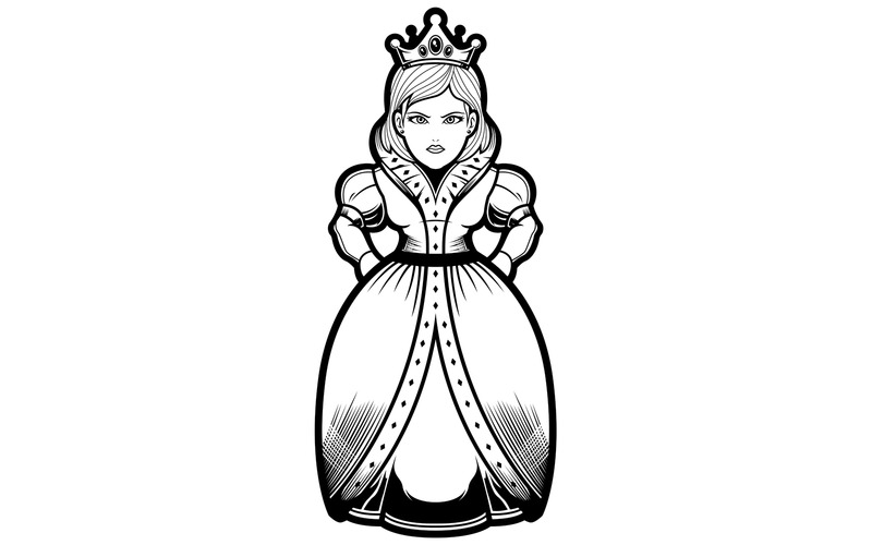 Queen Line Art - Illustration #143822 - TemplateMonster