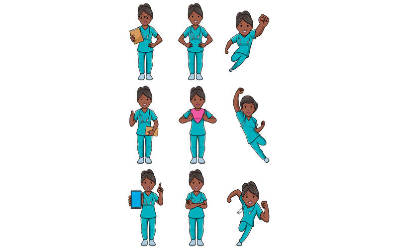 Nurse Indian Female Set - Illustration - TemplateMonster