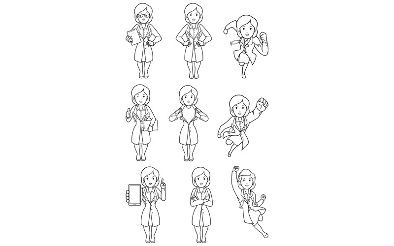 Doctor Female Line Art - Illustration - TemplateMonster