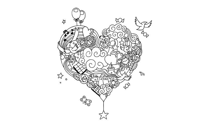 Love Doodle Line Art - Illustration #145395 - TemplateMonster