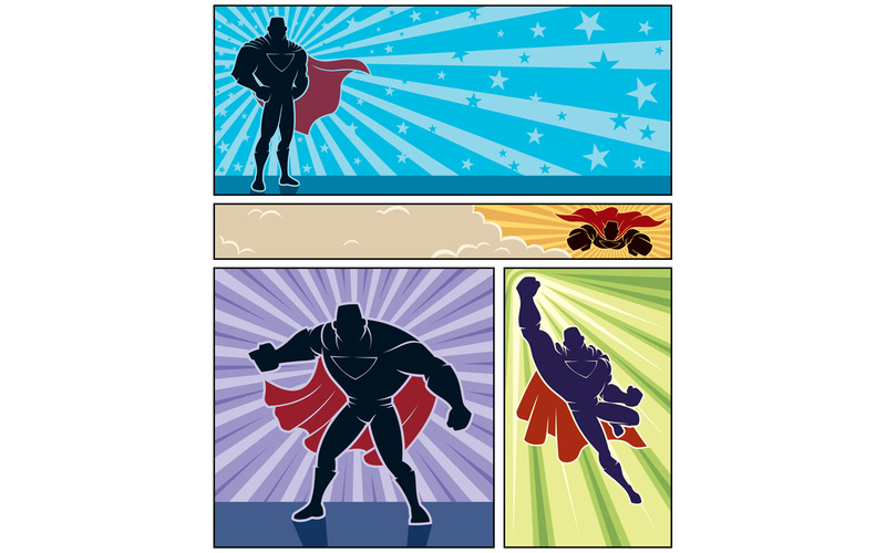 Superhero Banners - Illustration #152587 - TemplateMonster