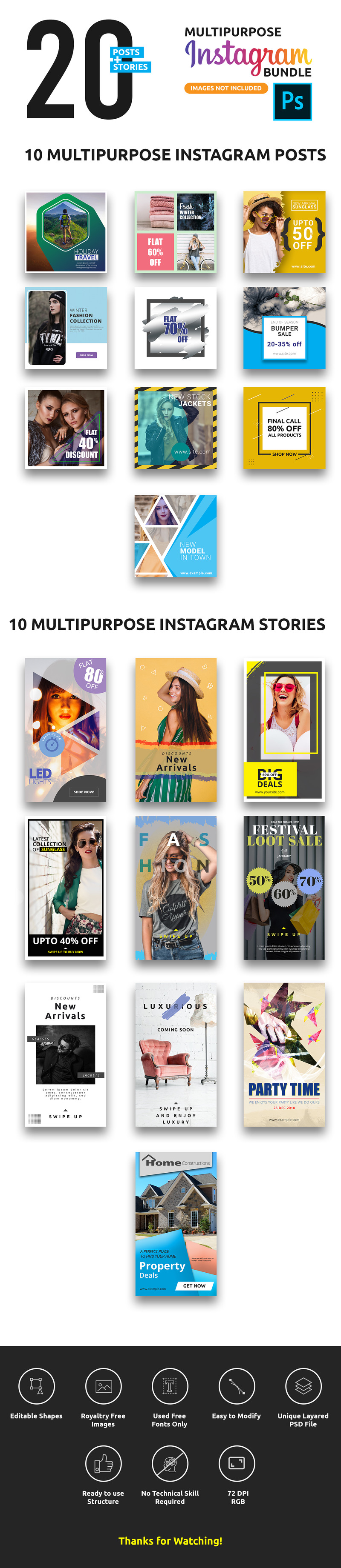 Trendzz - Social Media Post and Stories Multipurpose PSD Templates