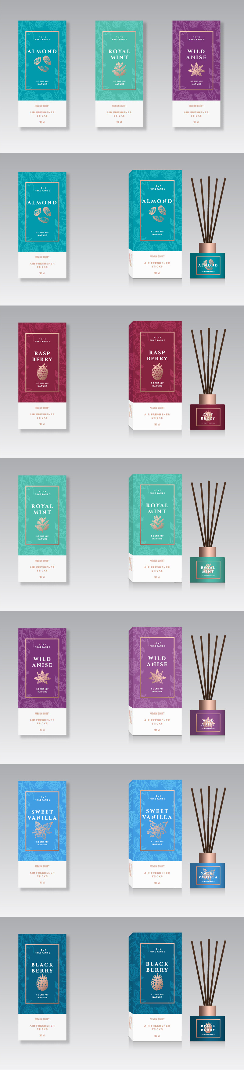 Fragrance Package Abstract Labels Template - Vector Product Mockup