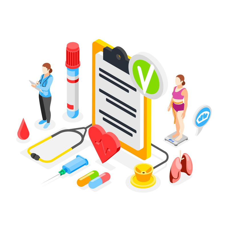 Health Check Up Isometric Composition 2 Vector Illustration Concept