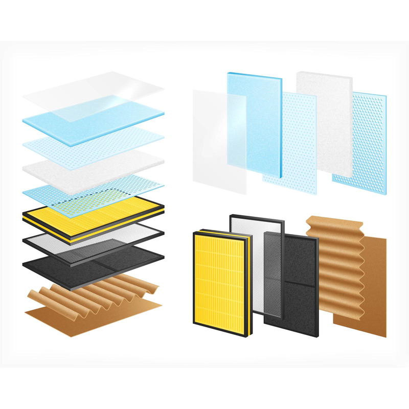 Layered Materials Realistic Set 210230922 Vector Illustration Concept