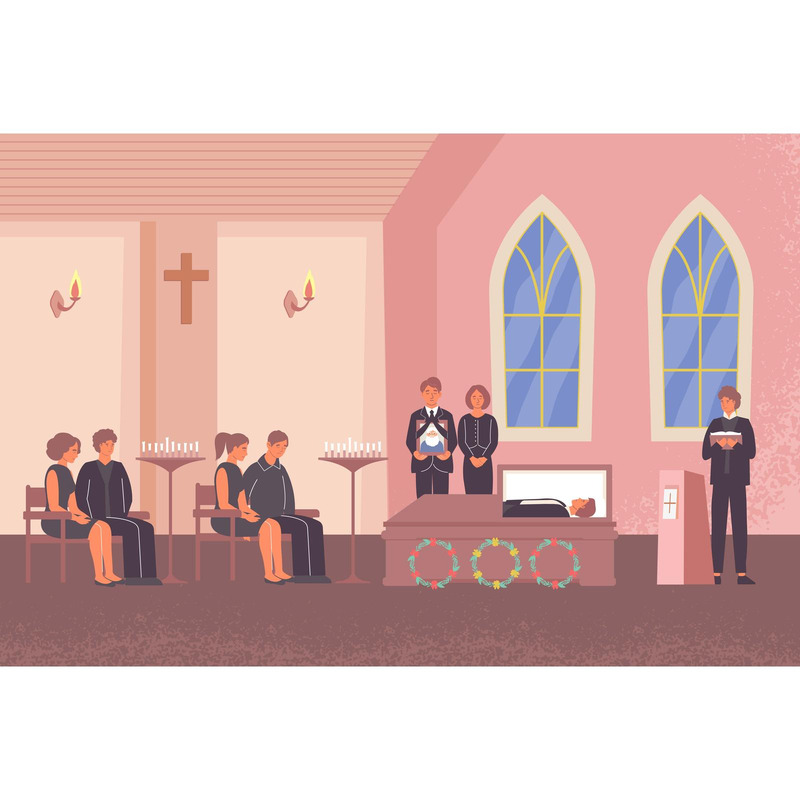 Funeral Church Flat 201050627 Vector Illustration Concept
