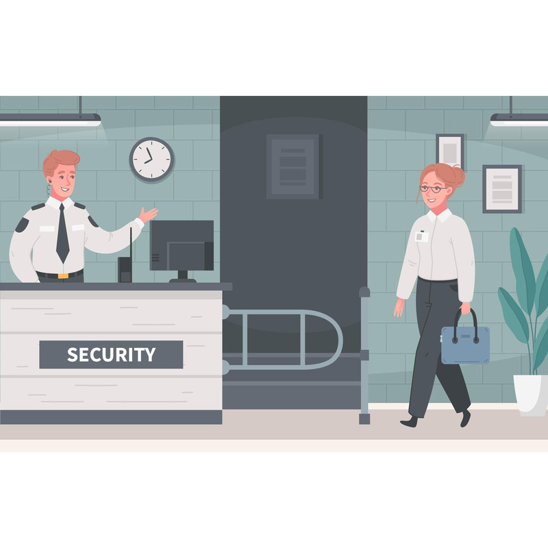 Security Guard Agency Service Cartoon 2 Vector Illustration Concept