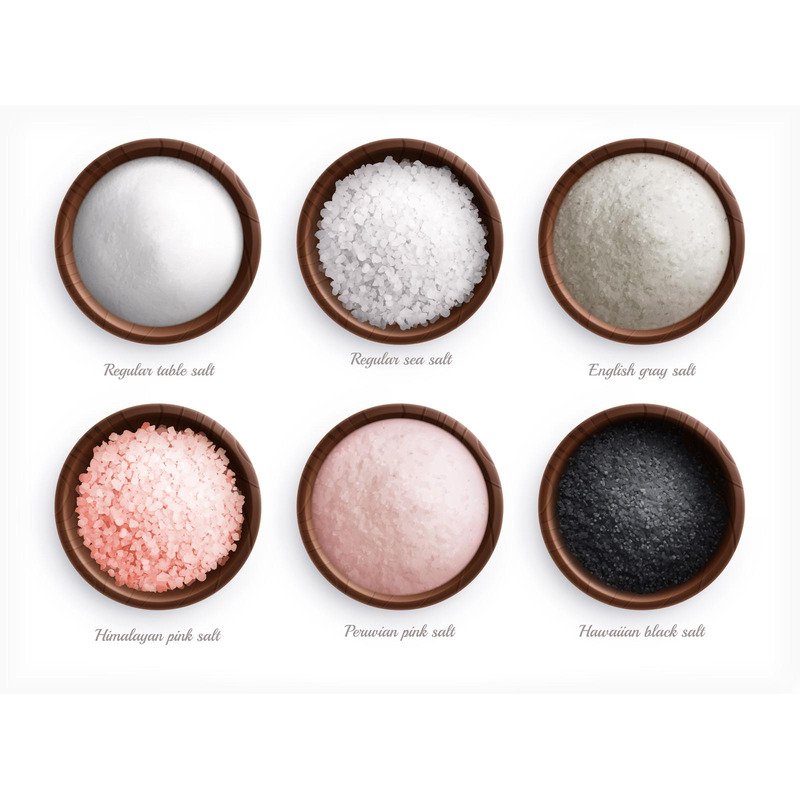 Salt Types Realistic Set 201230920 Vector Illustration Concept