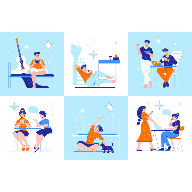 Man Woman Daily Routine Design Concept 201051809 Vector Illustration ...