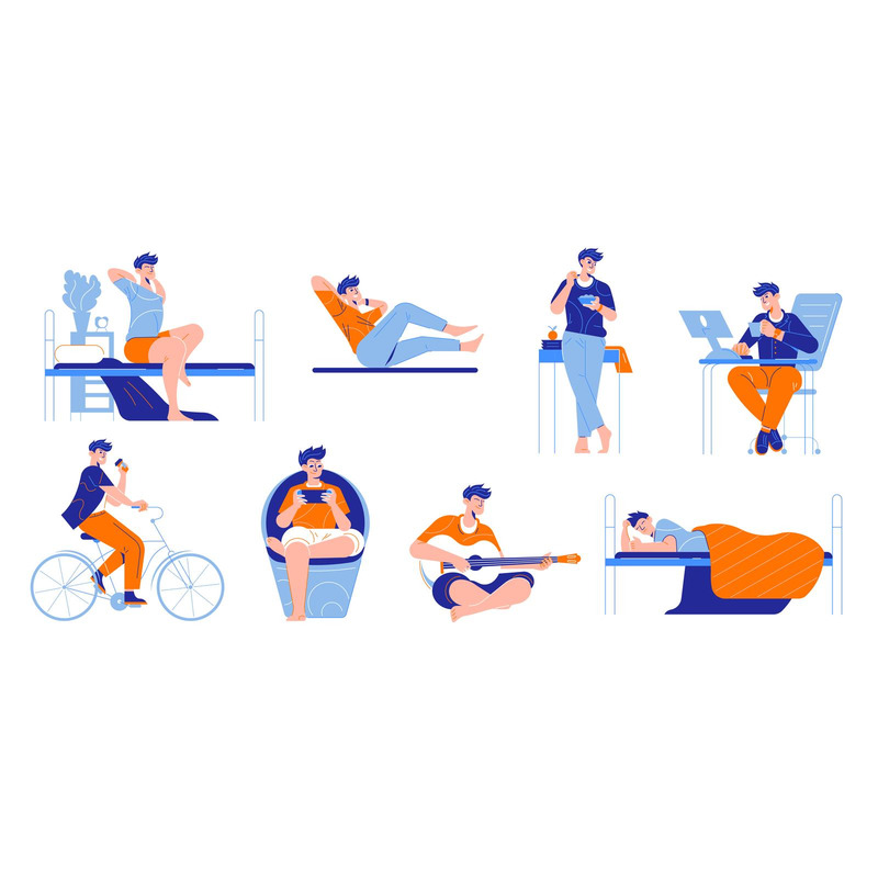Man Daily Routine 201051805 Vector Illustration Concept