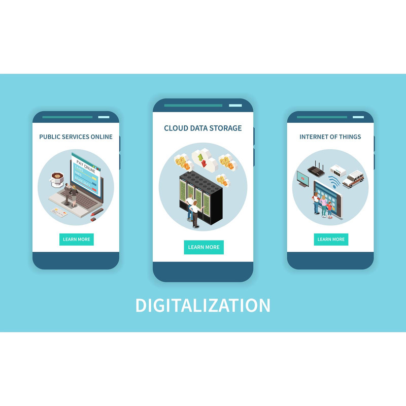 Digital Transformation Digitization Isometric 201110925 Vector ...
