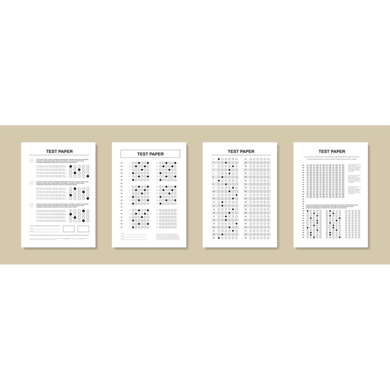 Realistic Test Paper Set 201151810 Vector Illustration Concept
