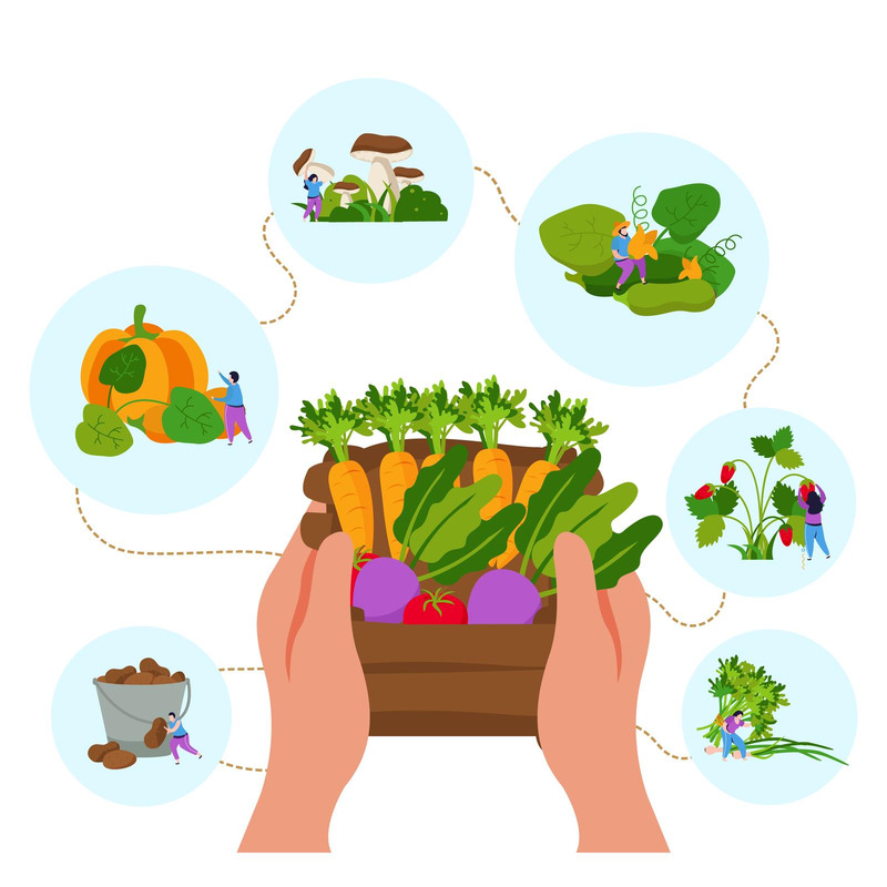 Harvesting Flat Background 2 Vector Illustration Concept