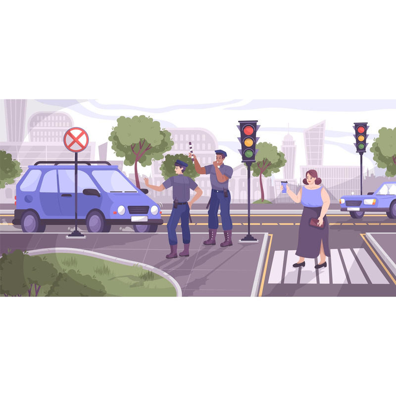 Traffic Police Stops Flat 201050735 Vector Illustration Concept