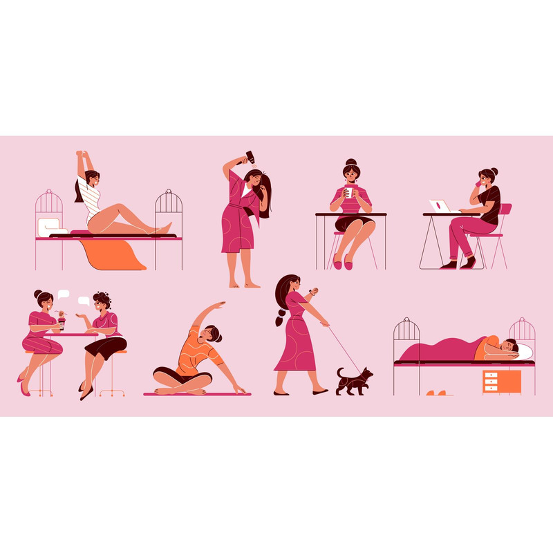 Woman Daily Routine 201051806 Vector Illustration Concept