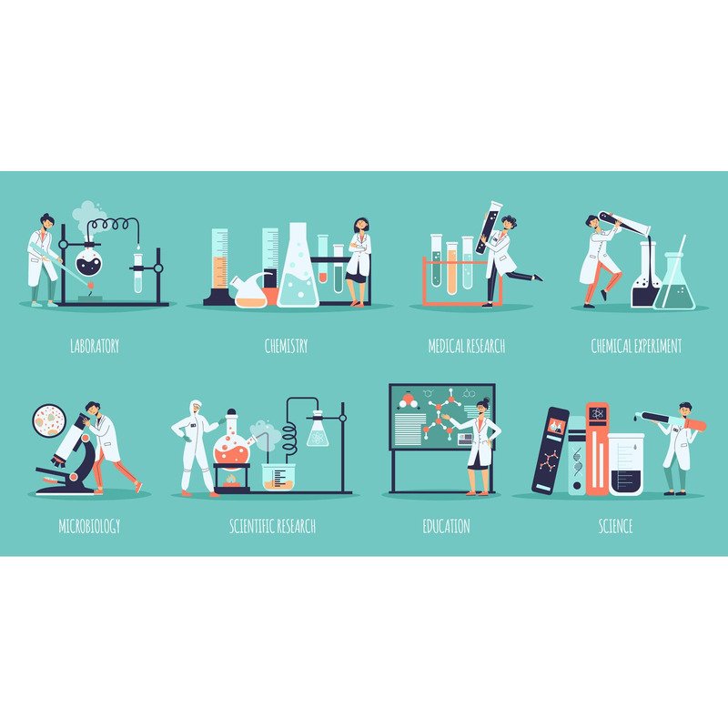Science Laboratory Compositions Vector Illustration Concept