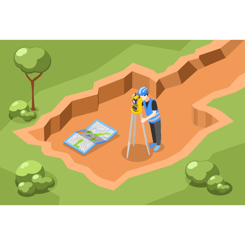 Geodesy Isometric Background Vector Illustration Concept