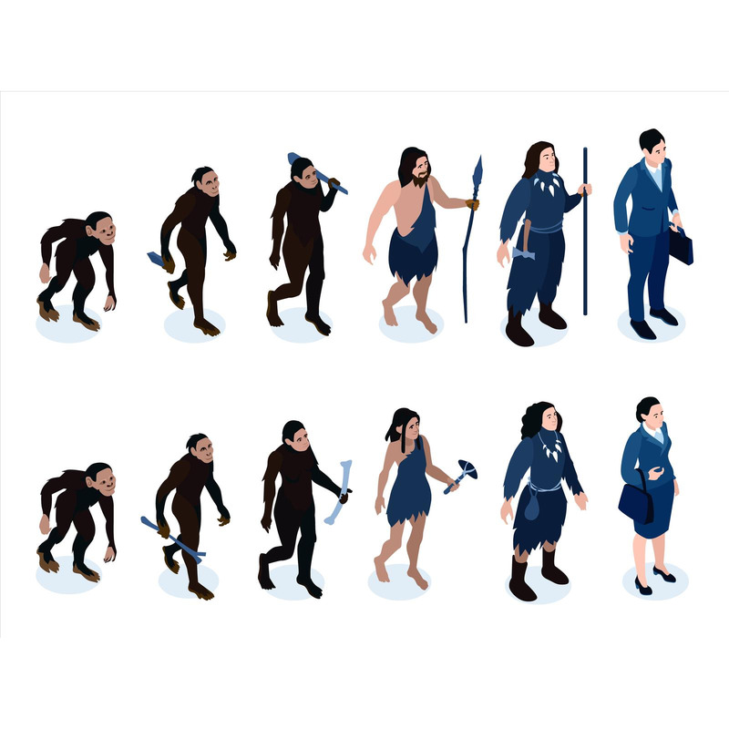 Isometric Human Evolution Color Set 200903214 Vector Illustration Concept
