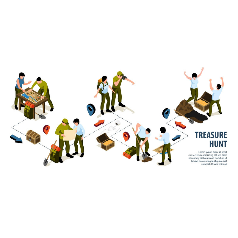 Isometric Treasure Hunt Infographics 201210511 Vector Illustration Concept
