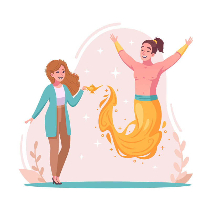 Genie Characters Cartoon 200920319 Vector Illustration Concept