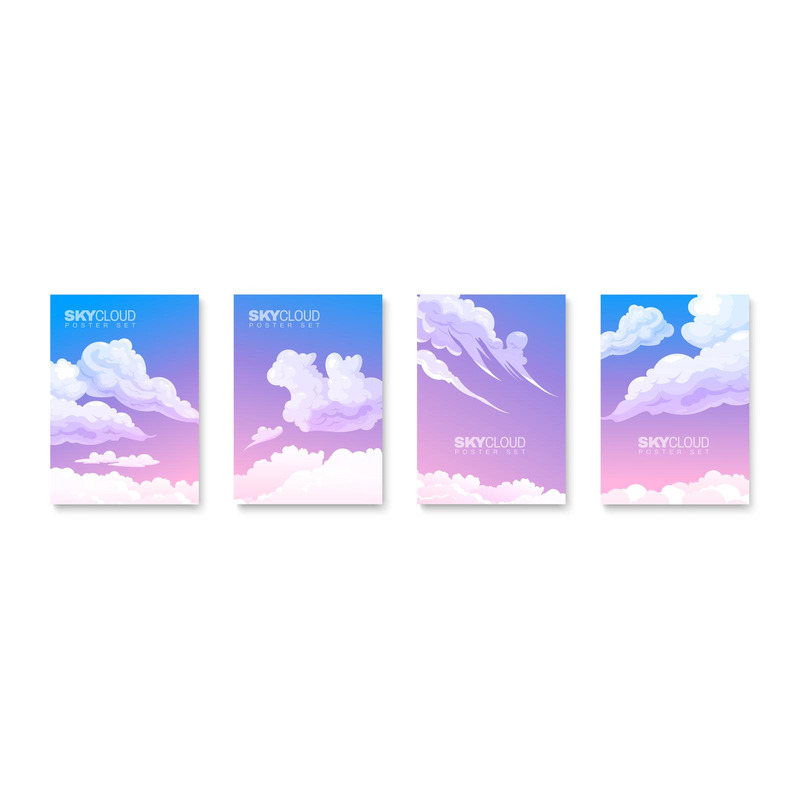 Sky Cloud Posters Set 210251810 Vector Illustration Concept