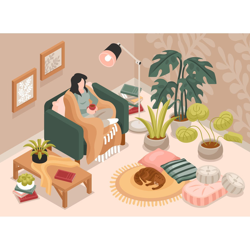 Isomtric Cozy Illustration 201012118 Vector Illustration Concept
