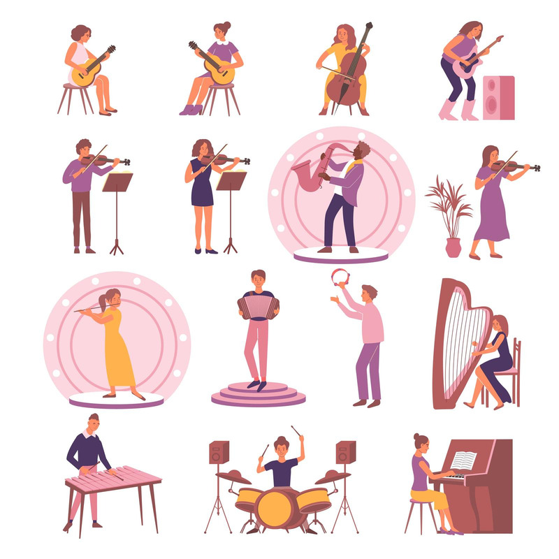 Learning Music Set Flat 201050621 Vector Illustration Concept