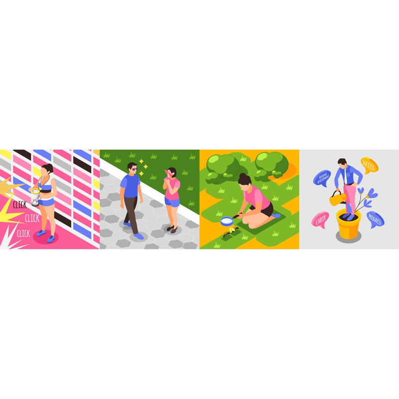 Human Needs Isometric Icons 4X1 201030120 Vector Illustration Concept