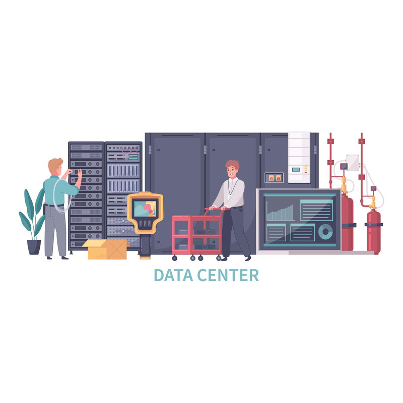 Datacenter Cartoon 2 Vector Illustration Concept