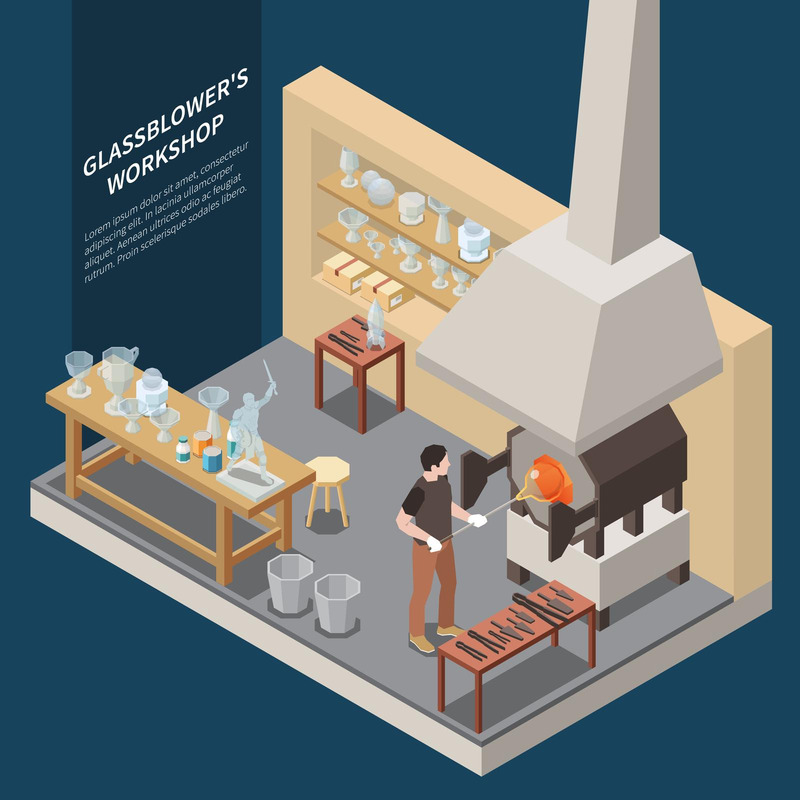 Glass Production Isometric 201210929 Vector Illustration Concept