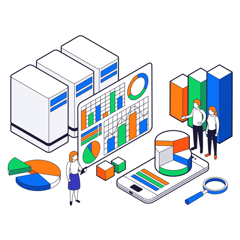 Big Data Science Analysis Isometric Set 201103905 Vector Illustration ...