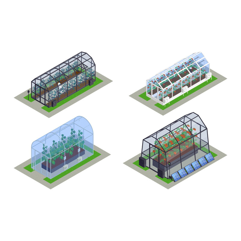 Isometric Greenhouse Modern Smart Vector Illustration Concept