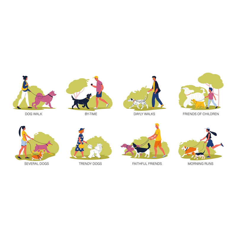 Dog Breeds Compositions Vector Illustration Concept